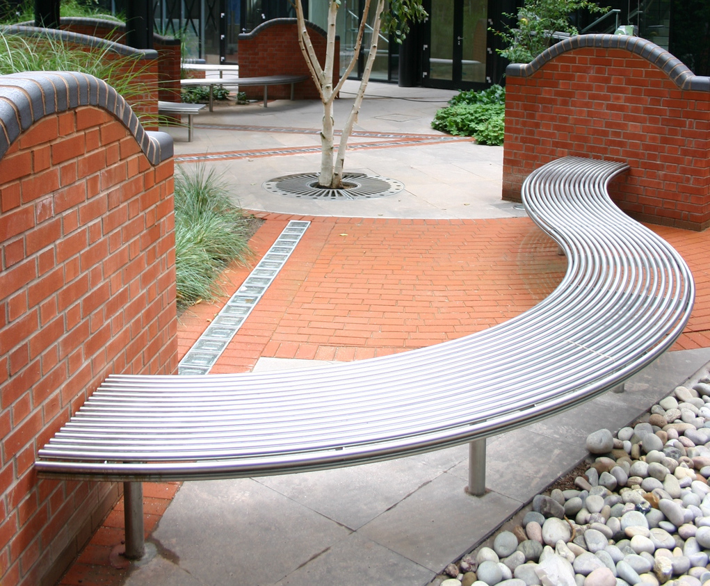 Centerline CL007 contemporary curved steel benches | Benchmark Design ...