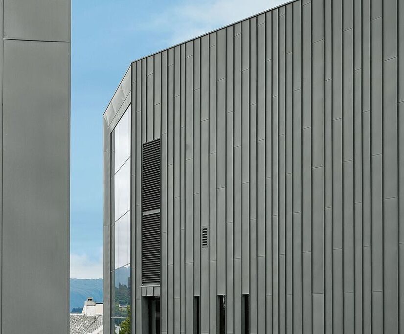 Zinc cladding for facade of Ulstein Arena, Norway | RHEINZINK | ESI ...