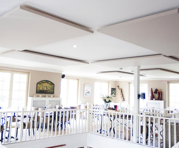 Acoustic wall and ceiling panels for hotel restaurant | Soundsorba ...