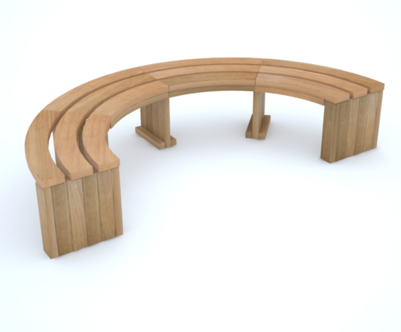 Rochford timber curved benches | Street Design | ESI External Works