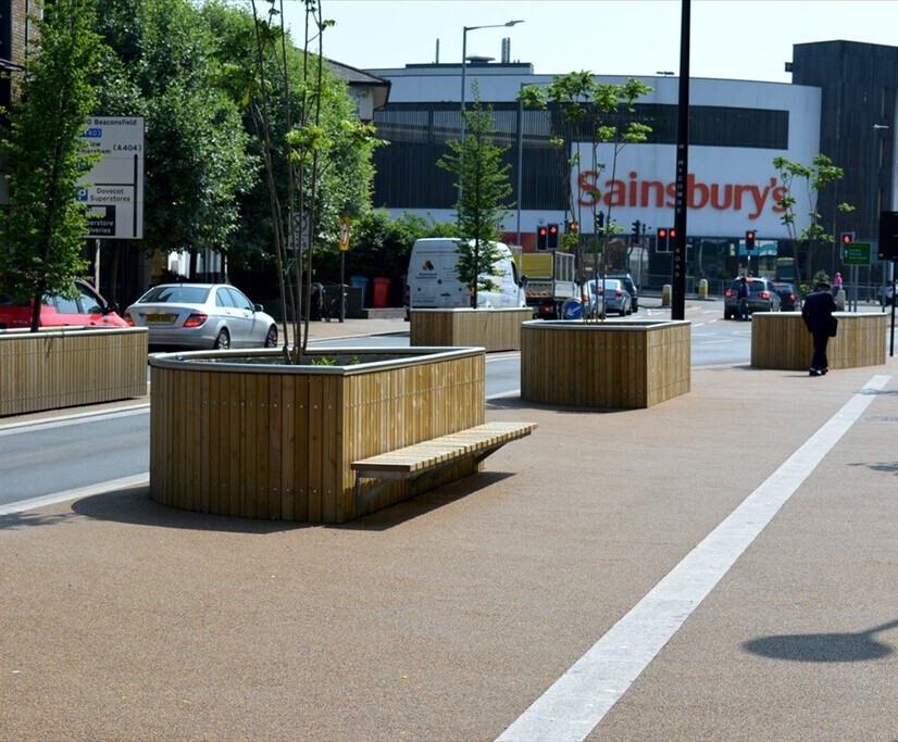 Planters for town centre highways improvement scheme | Street Design ...