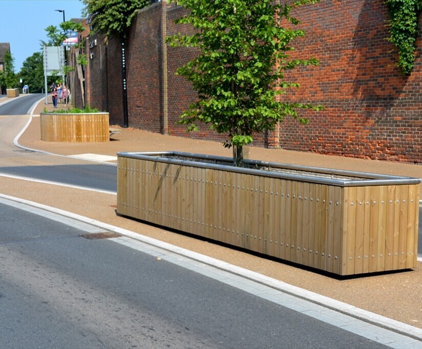 Planters for town centre highways improvement scheme | Street Design ...