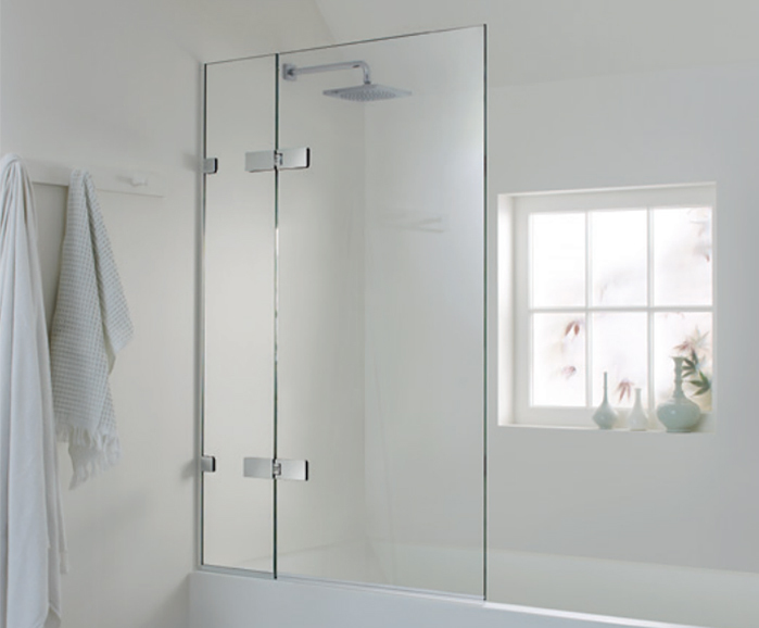Valetta frameless bath screen with in-line panel | Majestic Shower ...