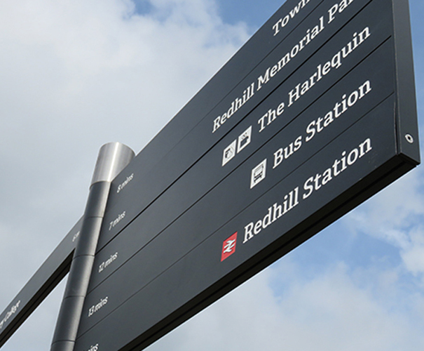 Totem and fingerpost wayfinding signage, Surrey | Trueform | ESI ...