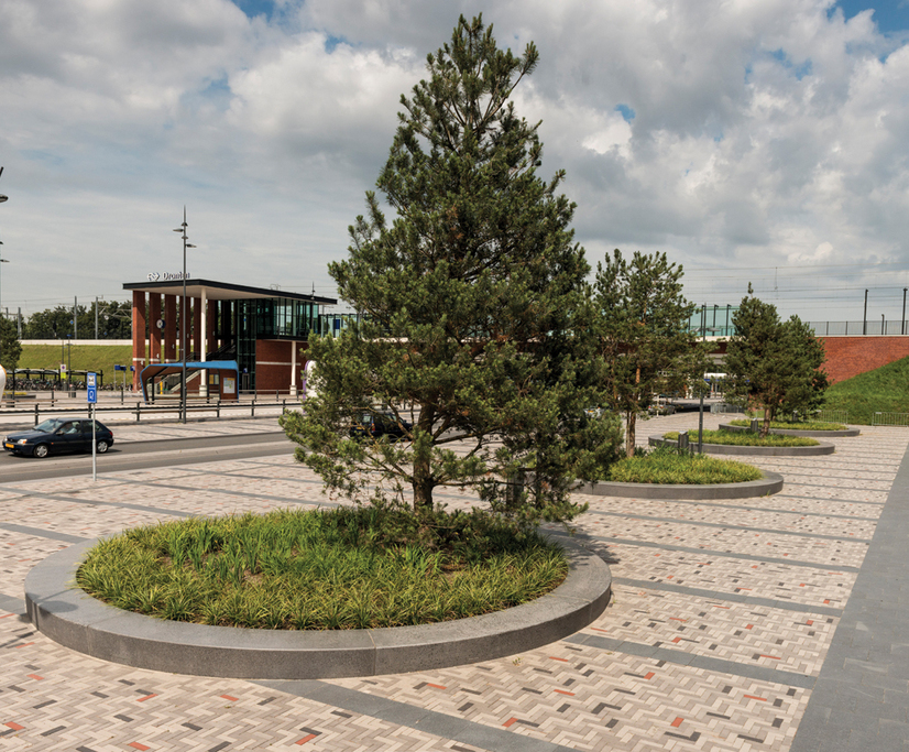 Architectural concrete tree surrounds, Dronten Station | URBASTYLE ...