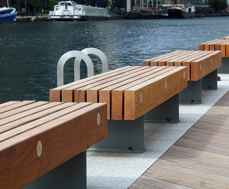 Bespoke mooring benches for Wood Wharf | Artform Urban Furniture | ESI ...