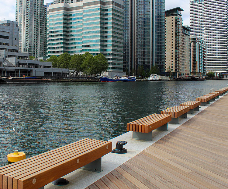 Bespoke mooring benches for Wood Wharf | Artform Urban Furniture | ESI ...