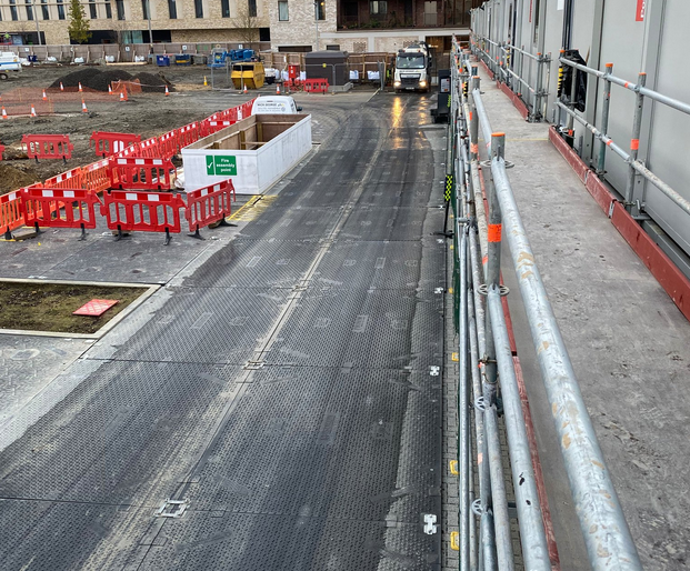 Heavy-duty ground protection mats for busy building site | Groundtrax ...