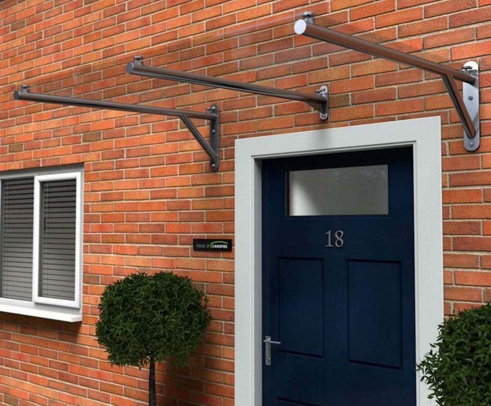 Type K flat glass door canopy with gallows brackets | House of Canopies ...