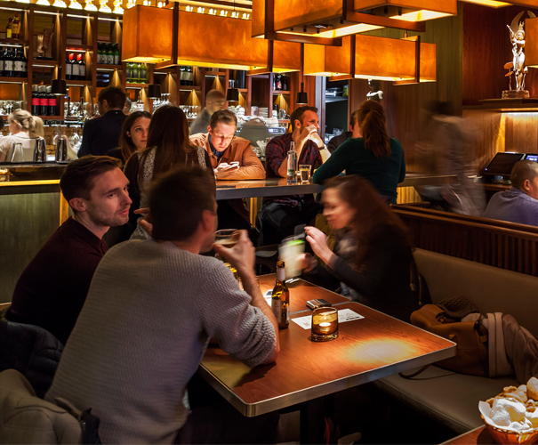 Bespoke restaurant sharing tables | Benchmark | ESI Interior Design