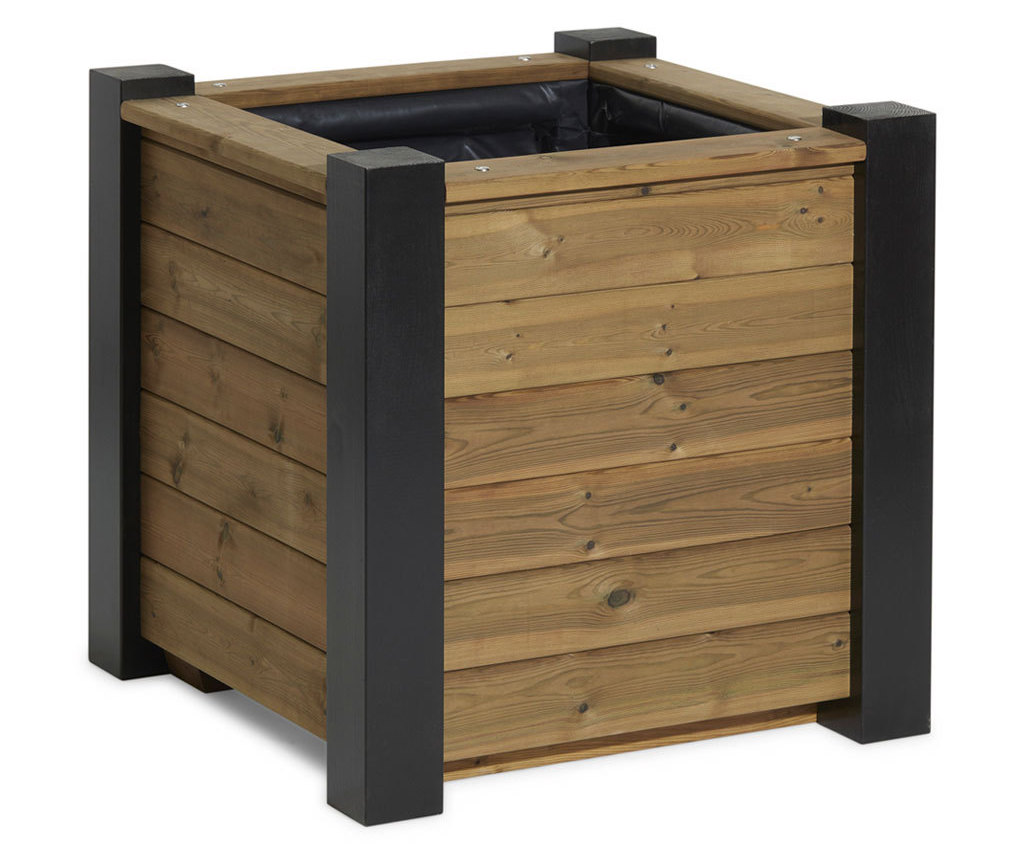 Tudor timber planter- woodstained panels and black posts | Taylor Made ...