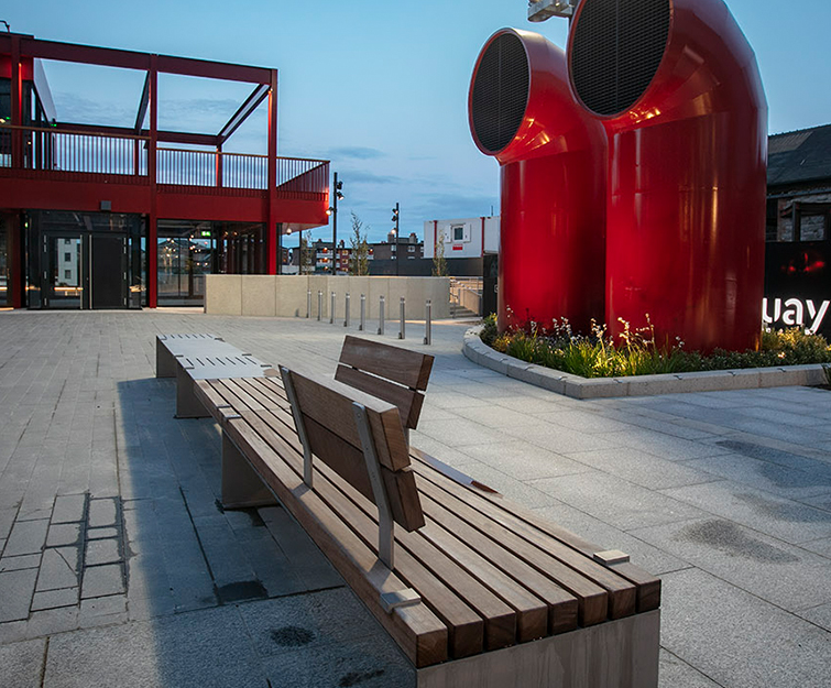 Bespoke concrete wall and bench elements for docklands | Cassidy ...
