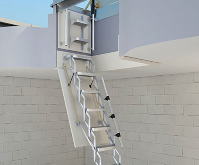 Type BL-ZBOX retractable ladder with trap door | Bilco UK | ESI ...