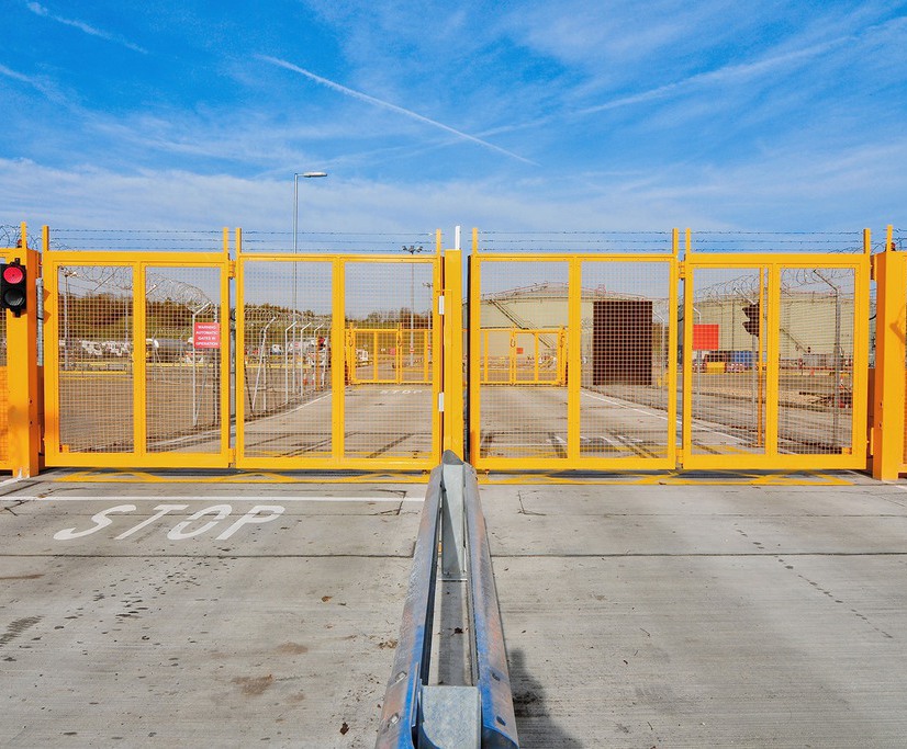 High security interlock bi-fold gate system for airport | Frontier ...