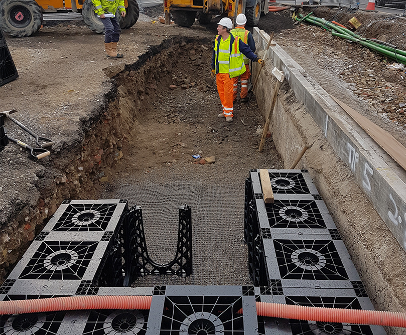 SuDS tree pit solution for town centre alterations | GreenBlue Urban ...