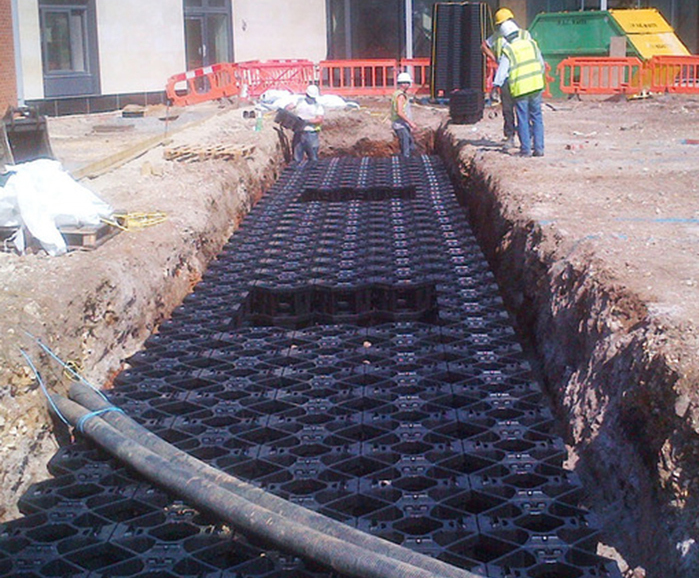 StrataCell tree root cells for hospital tree planting | GreenBlue Urban ...