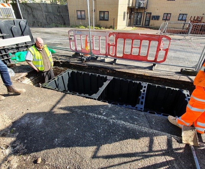 HydroPlanter™ rain garden system for car park, Newmarket | GreenBlue ...