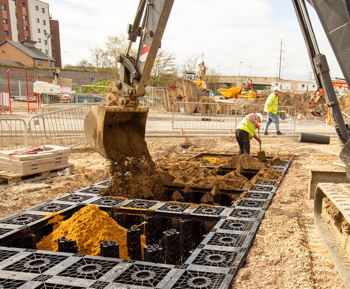 ArborFlow tree pits and rain gardens for mixed use site | GreenBlue ...