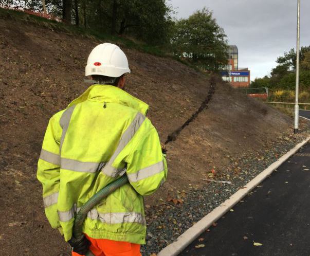 Road embankments hydroseeded with DOT mix | RMB Hydroseeding | ESI ...