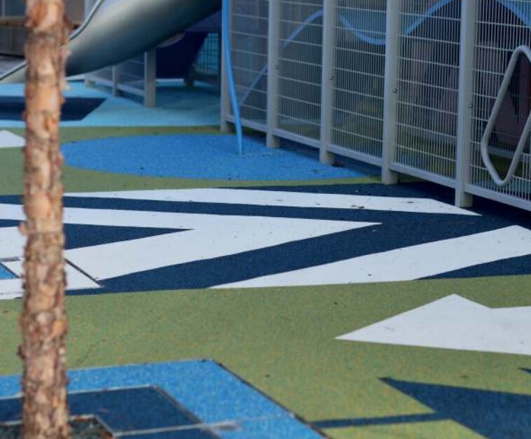 Highly graphical play area surface at Fosse Park | DCM Surfaces | ESI ...