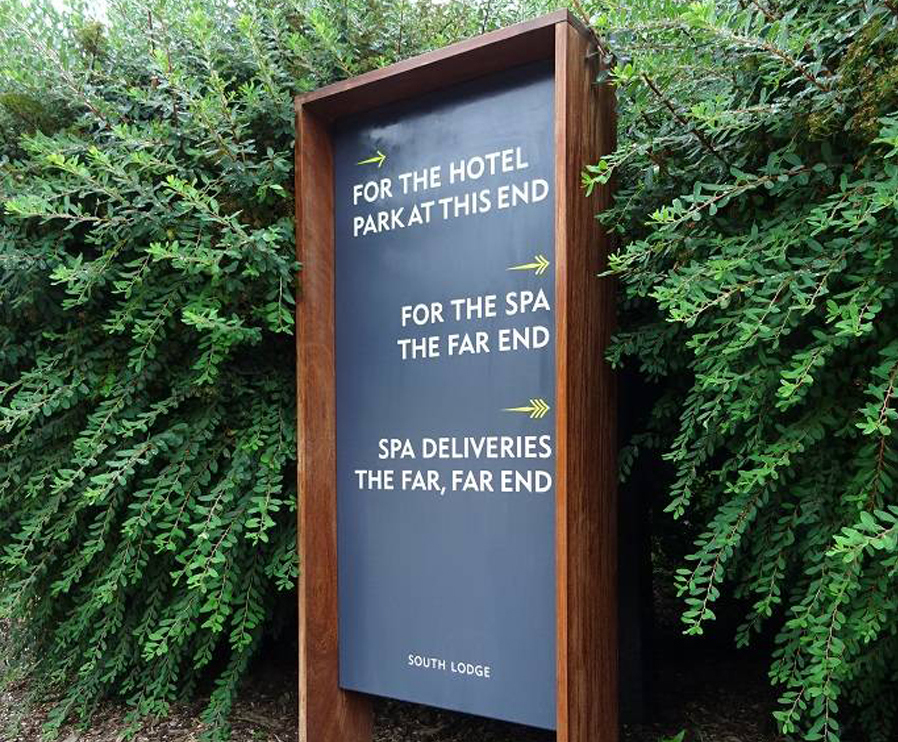 External directional signage for exclusive hotel and spa | Fitzpatrick ...
