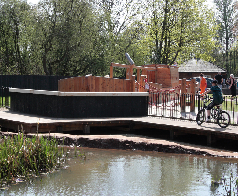 Bespoke barge sand play feature for heritage area park | Timberplay ...