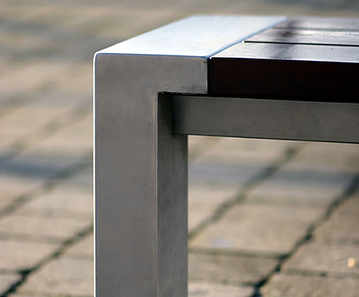 s64 mild/stainless steel and timber bench | Omos | ESI External Works