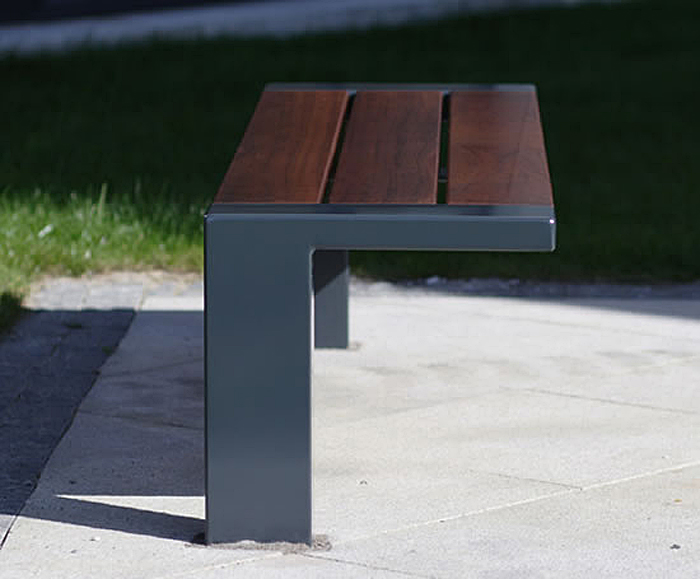 s64 mild/stainless steel and timber bench | Omos | ESI External Works
