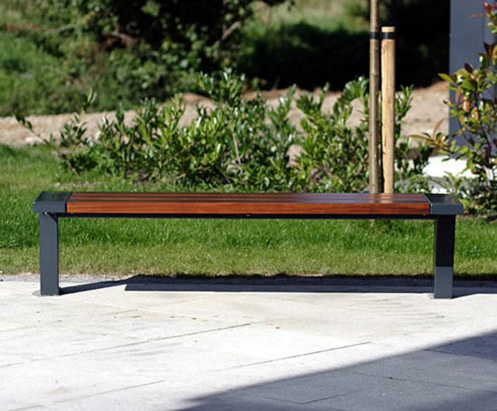 s64 mild/stainless steel and timber bench | Omos | ESI External Works
