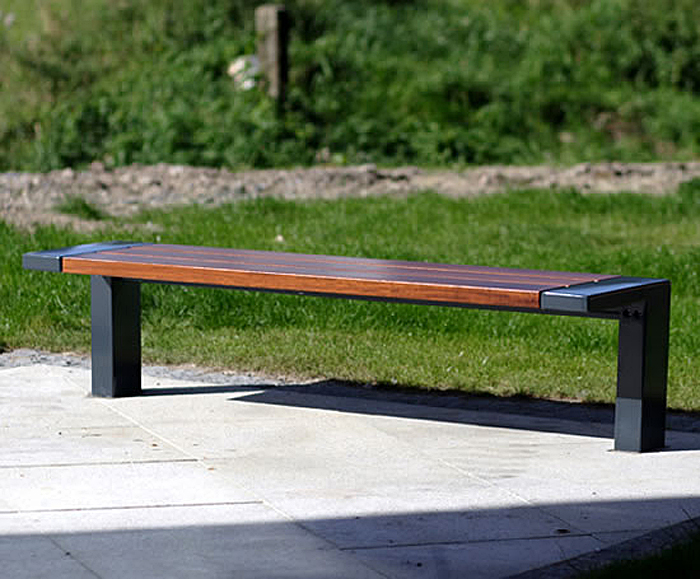 s64 mild/stainless steel and timber bench | Omos | ESI External Works