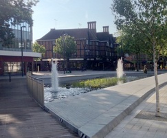 Display fountains with LED lighting in a pond - Watford | Fountains ...