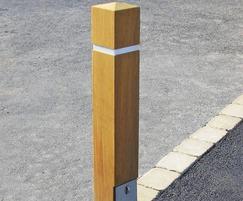 Hinge Down folding hardwood timber bollard | Woodscape | ESI External Works