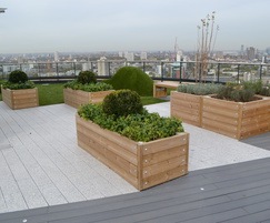 Planters and seating for residential rooftop garden | Street Design ...